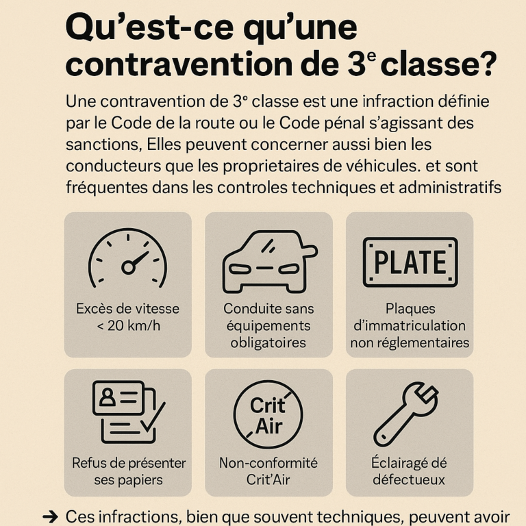 Contravention de 3ᵉ classe : amendes, points et recours – GUIDE